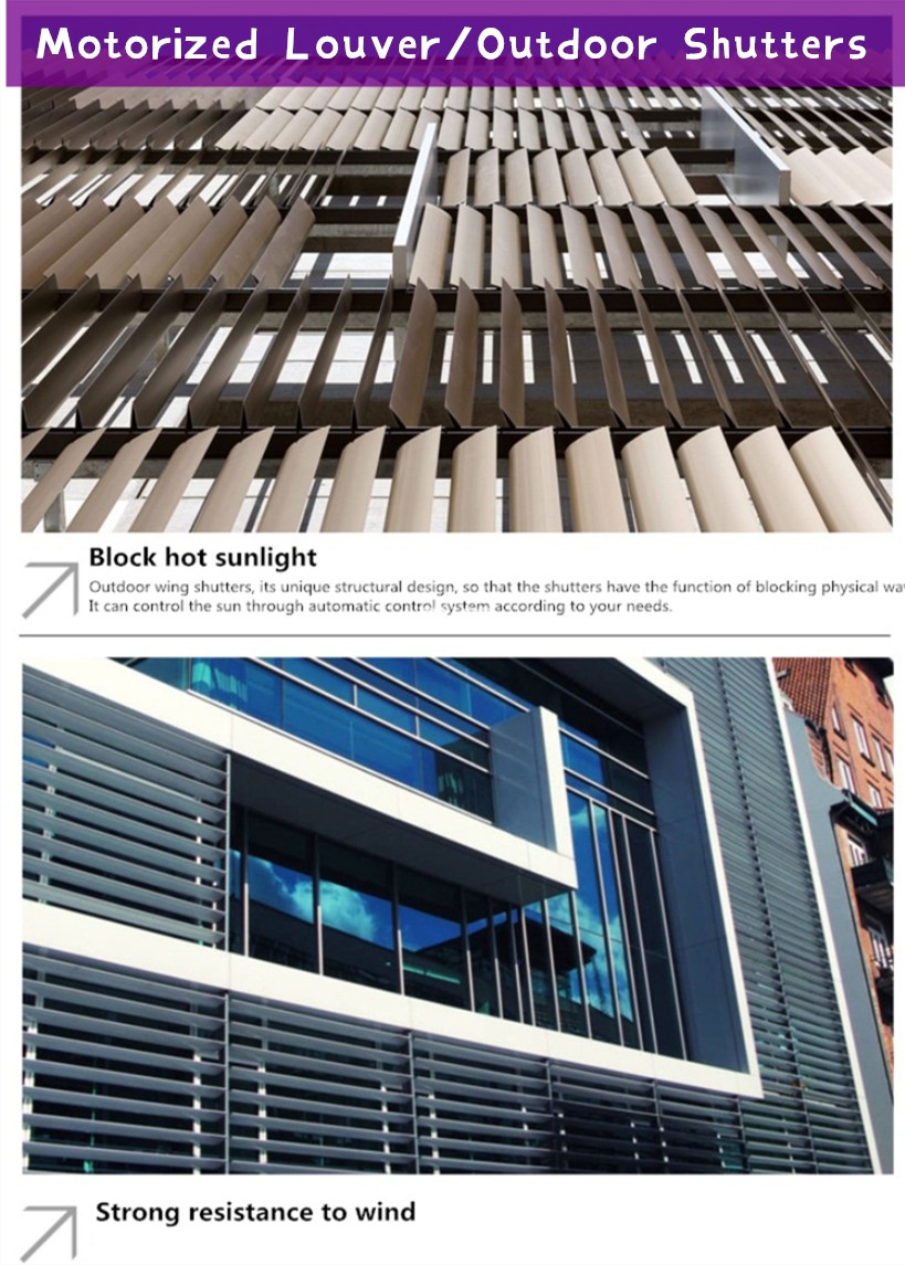 outdoor sunshade electric Motorized aluminium louver roller blind