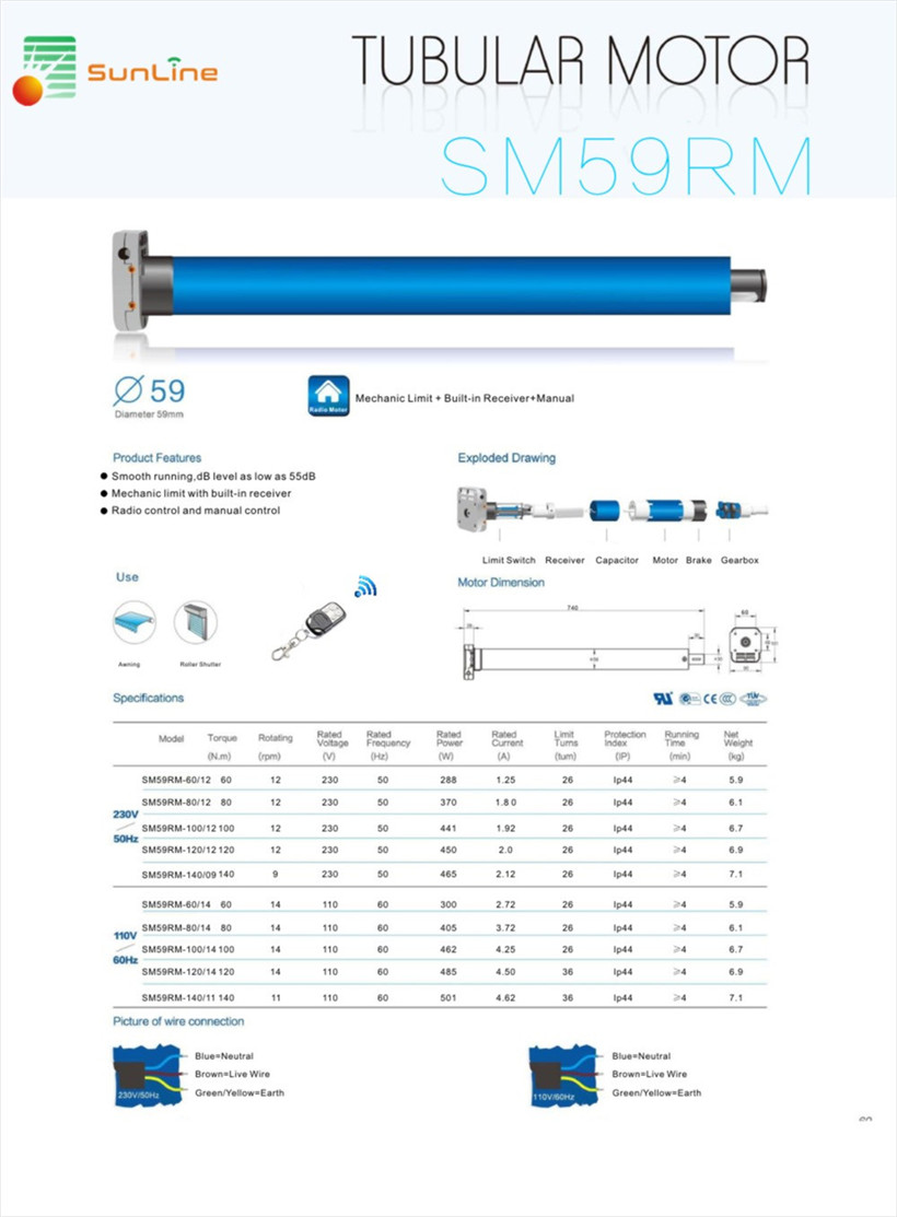 ventana de persiana enrollable AM59 radio manual Tubular Motor dooya a ...